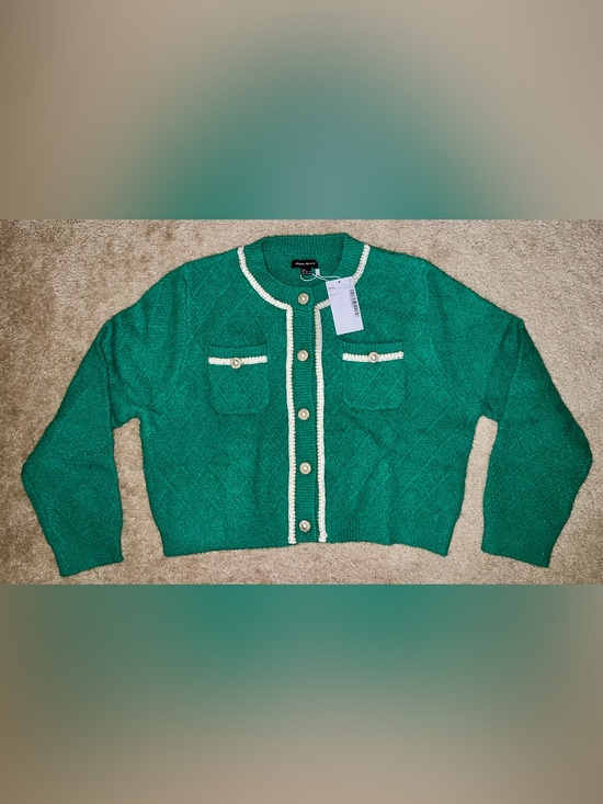 Urban Revivo | Sweaters | Cropped Emerald Green Buttonfront Cardigan ...